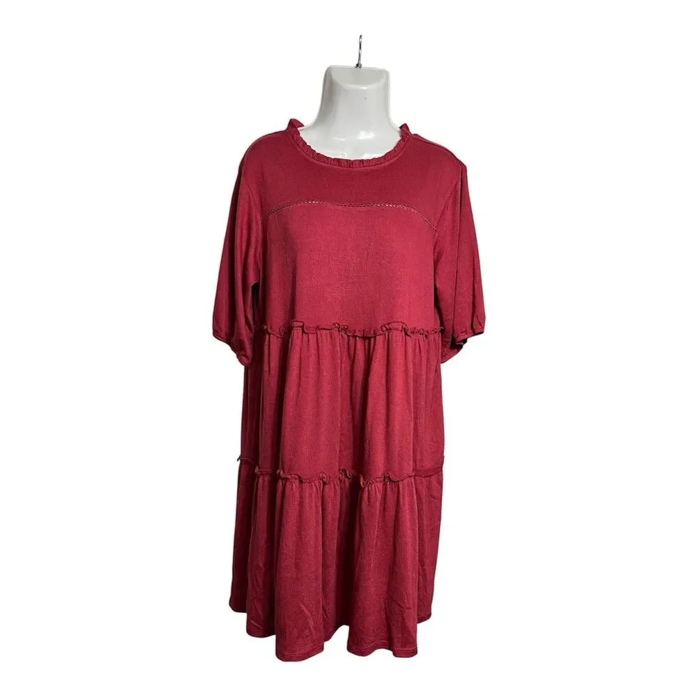 Knox Rose | Dresses | Knox Rose Babydoll Dress Large Red Burgundy ...
